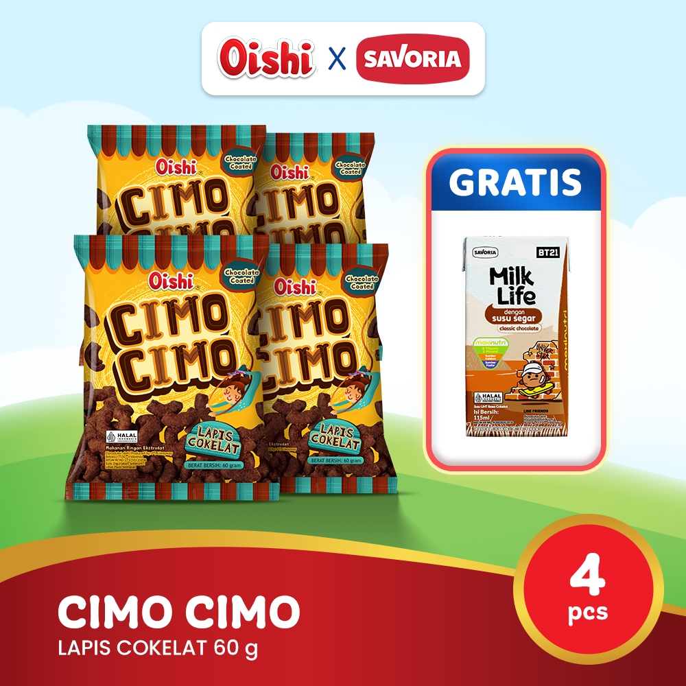Jual Oishi Cimo Cimo Lapis Cokelat 60g (4 pcs) FREE MilkLife 115 ml | Shopee Indonesia