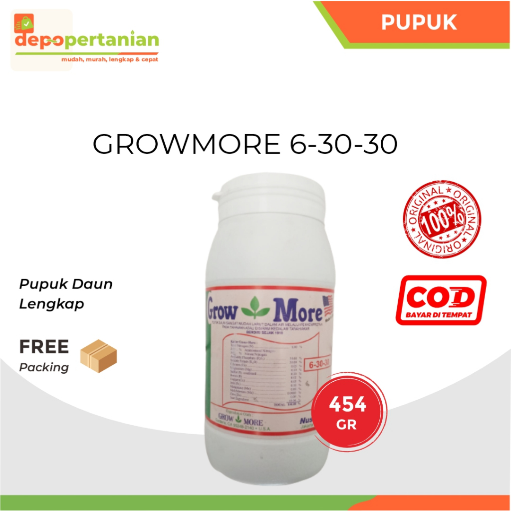 Jual Depo Pertanian - Growmore 6-30-30 454 gram Pupuk NPK Daun Lengkap Perangsang Bunga dan Buah ...