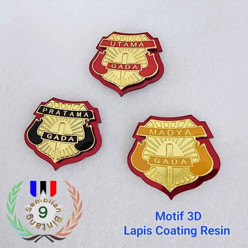 Jual Pin Gada Pratama Gada Madya Gada Utama Akrilik Motif 3D Lapisan ...