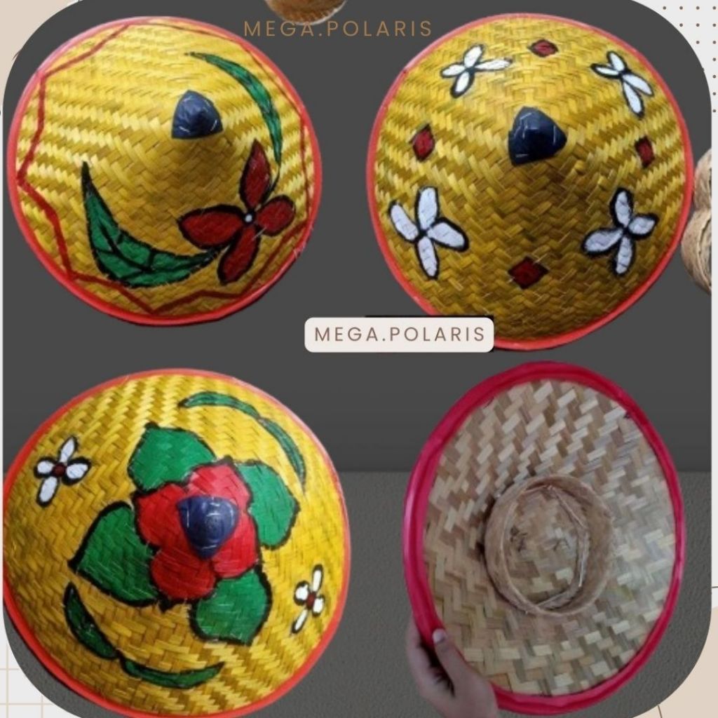 Jual CAPING GUNUNG, TOPI CAPING ANAK, CAPING BAMBU LUKIS UNTUK DEKORASI ...