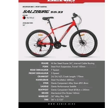 Jual Sepeda MTB GENIO SALZBURG SS 33 21 Speed Mountain Bike | Shopee ...