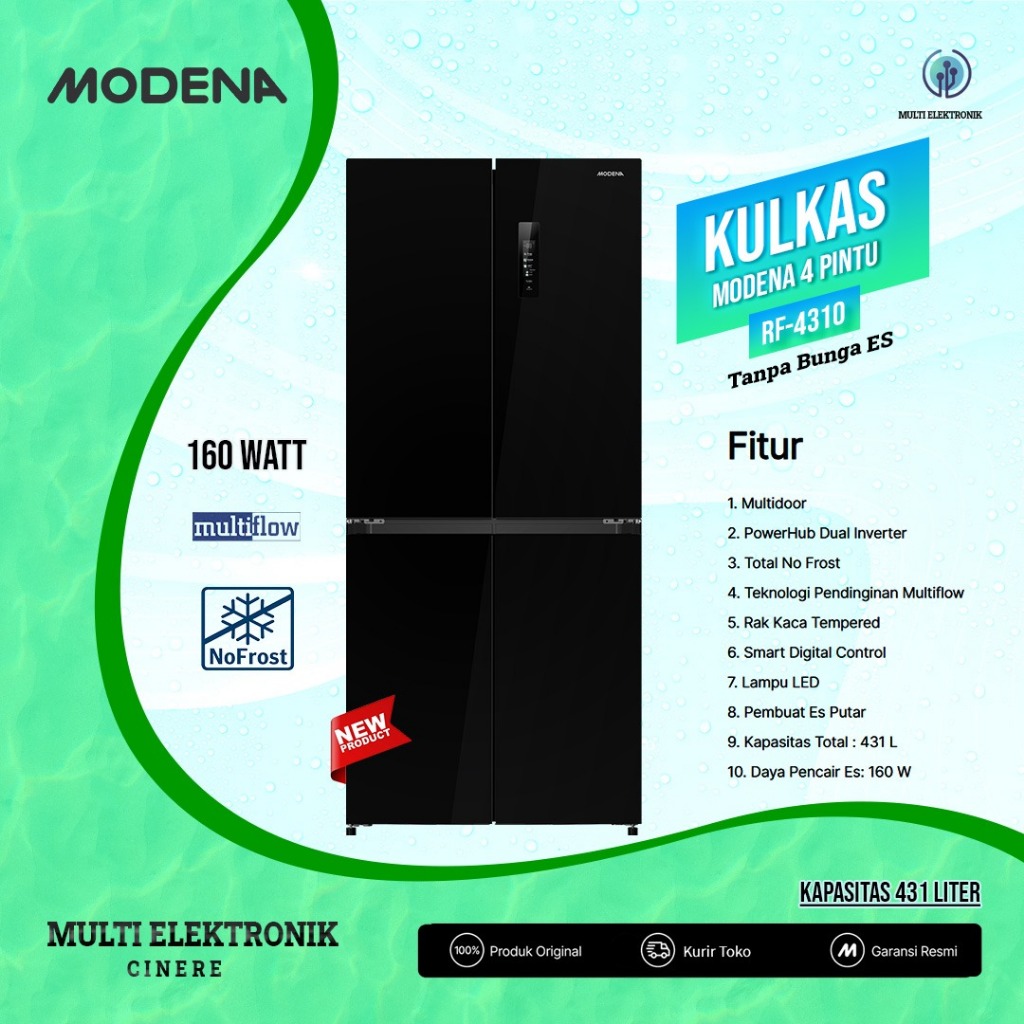 Jual Kulkas 4 Pintu MODENA RF 4310 MABK 431 Liter | Shopee Indonesia