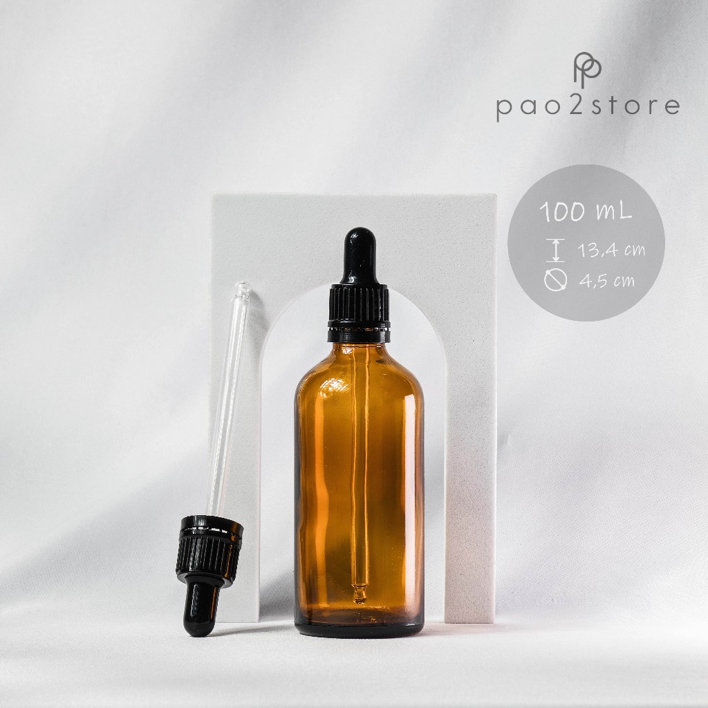 Jual Botol Pipet / Dropper 100ml Kaca Tebal Amber Coklat - Ring Karet ...