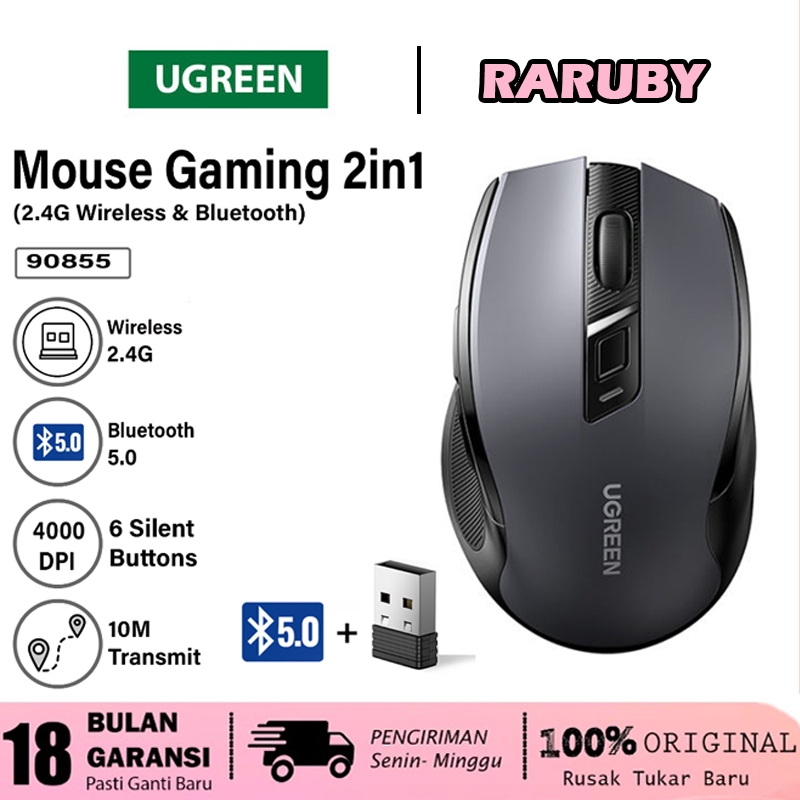 Jual Ugreen Mouse Wireless USB 2.4G + Bluetooth 5.0 Silent Click ...