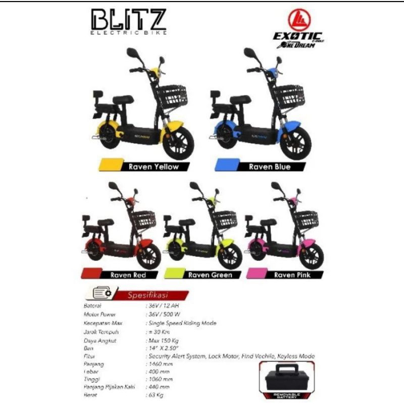 Jual Sepeda Listrik Scooter Exotic Blitz 500 watt 36 volt 12 AH ...