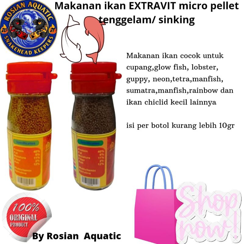 Jual Makanan Ikan ExtraVit micro pelet terapung / tenggelam | Shopee ...