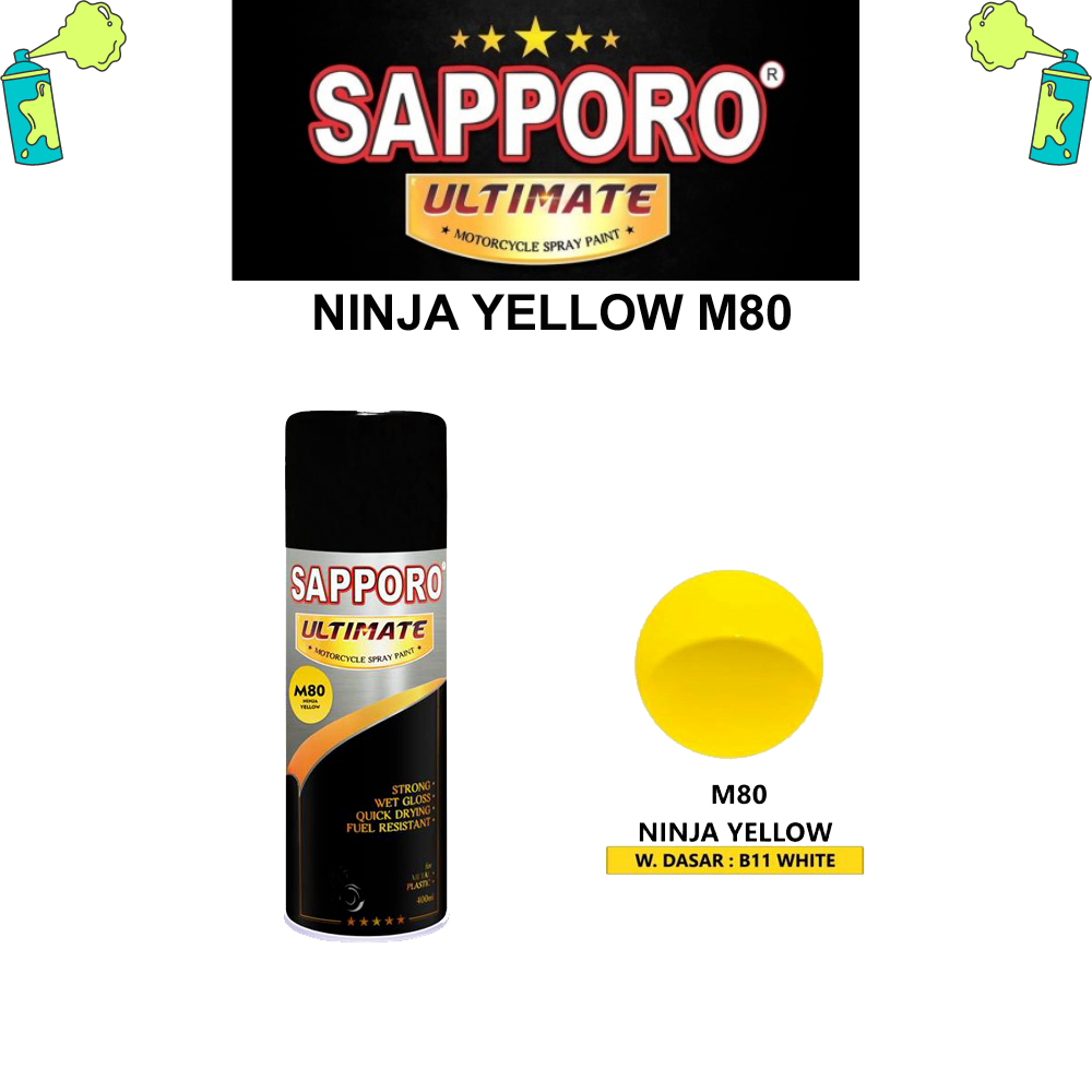 Jual Cat Semprot Sapporo Ultimate Ninja Yellow M80 400 ML | Shopee ...