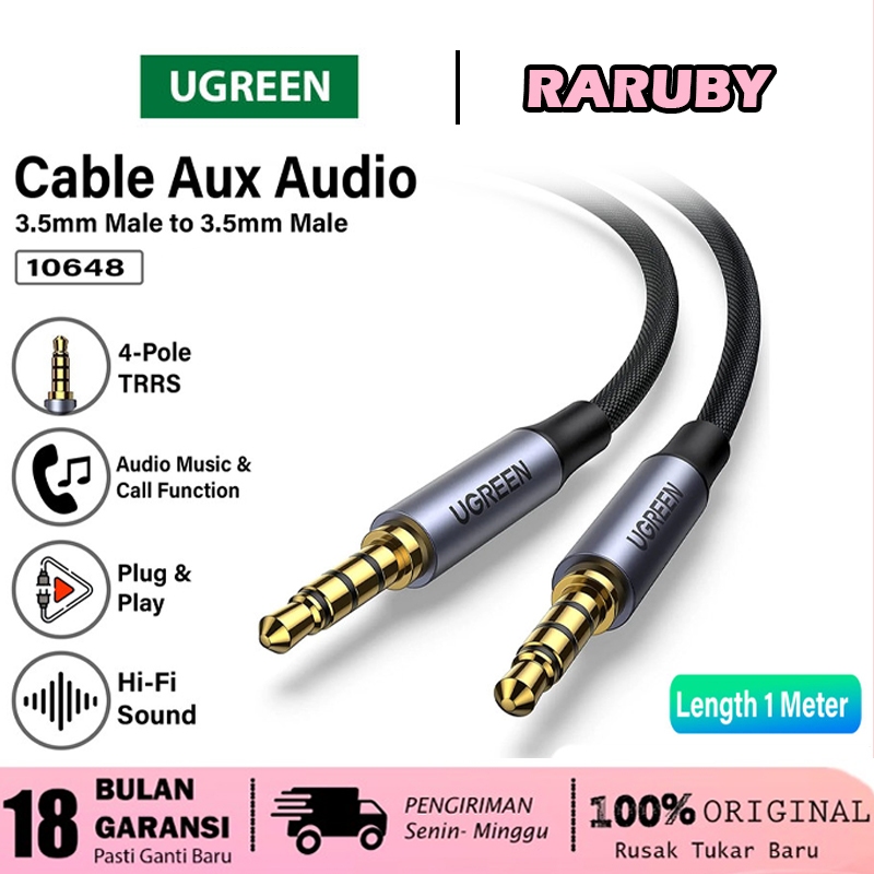 Jual UGREEN Kabel Konektor Jack Aux 3.5mm Male To 3.5mm Male Audio Stereo Cable 4 Pole Support ...