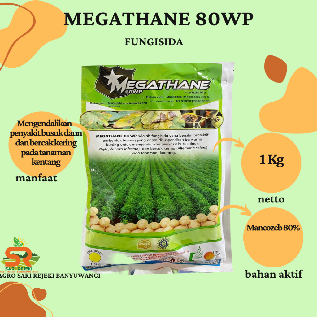 Jual MEGATHANE 80WP 1KG FUNGISIDA mancozeb kuning | Shopee Indonesia