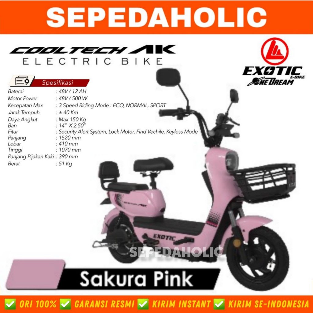 Jual Sepeda Listrik EXOTIC COOLTECH AK By Pacific 500 Watt 12 AH ...