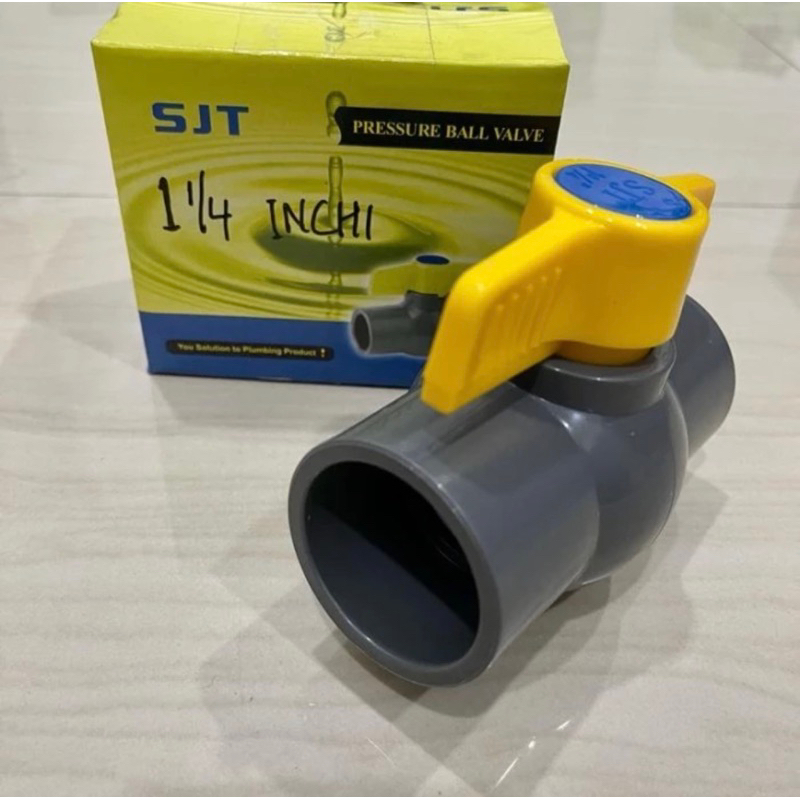 Jual SJT GG PVC Ballvalve pvc 1-1/4”inci polos Stop kran polos 1 1/4 ...