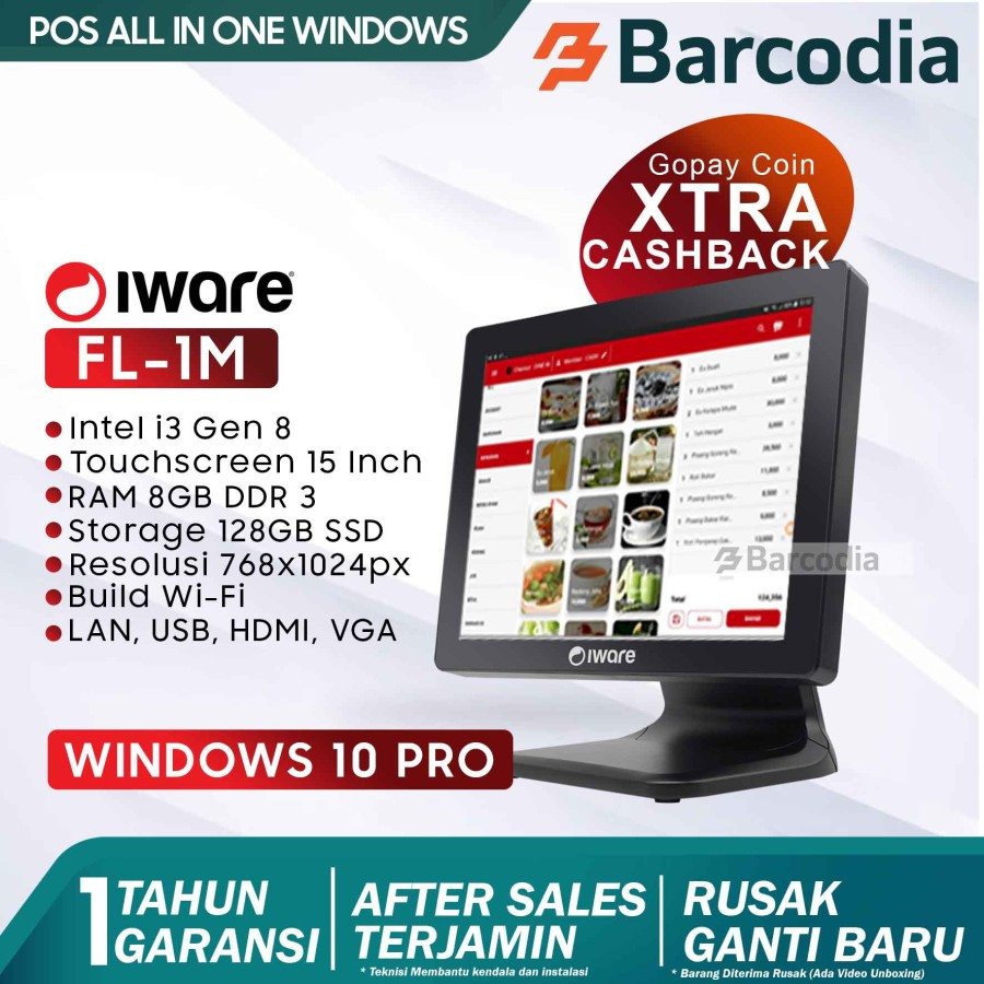 Jual BARCODIA Mesin KAsir PC All in One POS Iware FL-1M Touchscreen Core i3, 8/128GB | Shopee ...