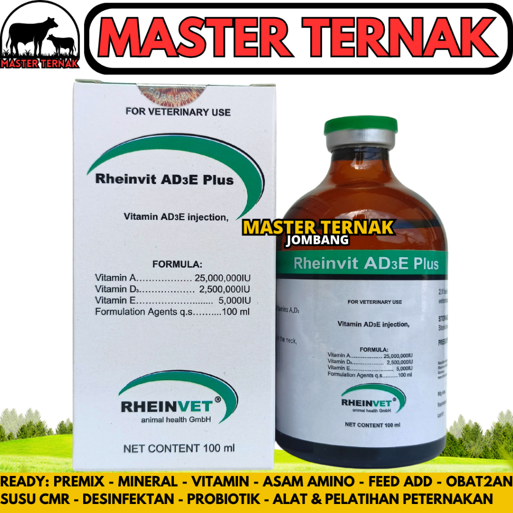 Jual RHEINVIT AD3E PLUS 100ML RHEINVET - Vitamin ADE Hewan untuk Produktivitas Sapi Kambing Babi ...