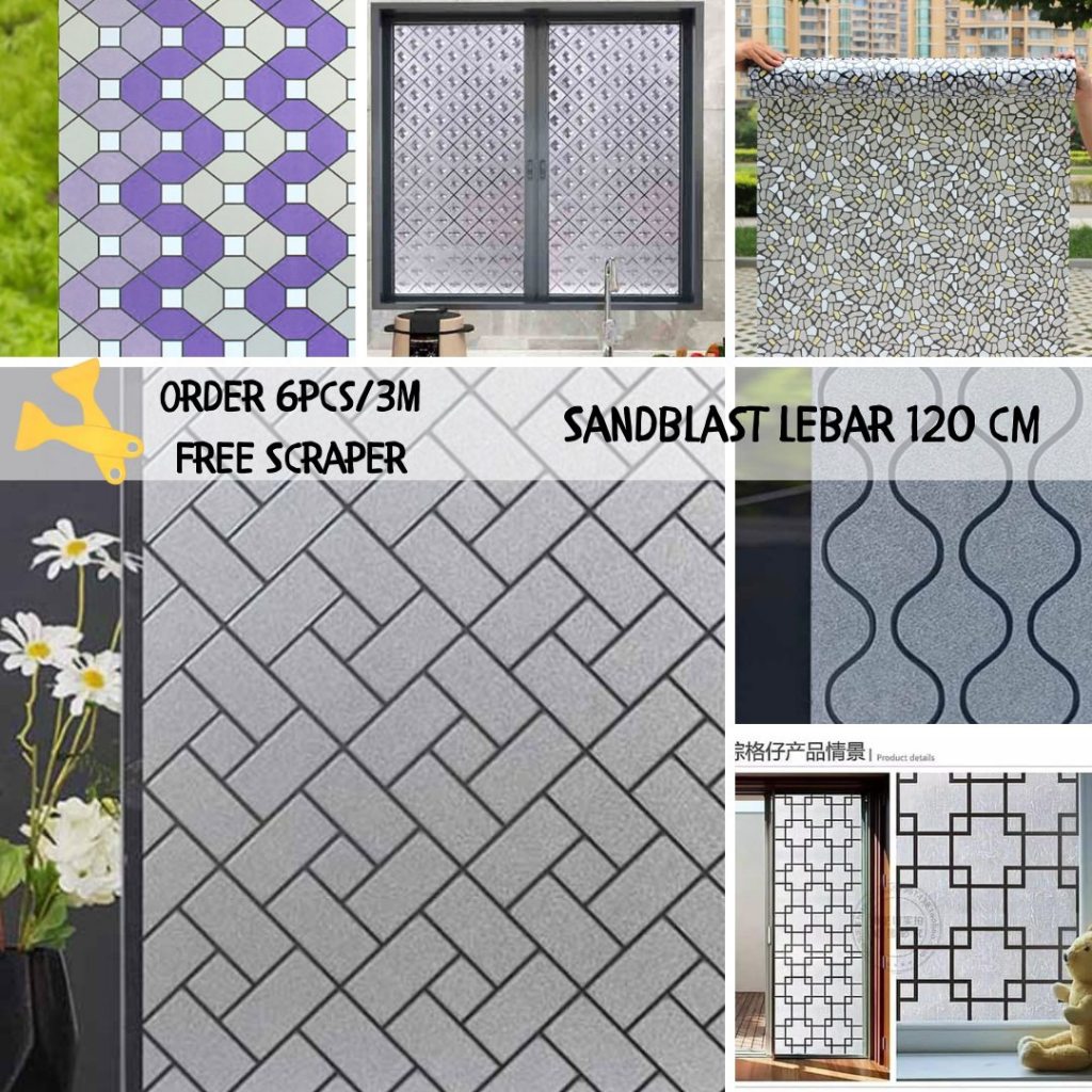 Jual Stiker Kaca Sticker Jendela Sandblast Premium Glitter Minimalis ...