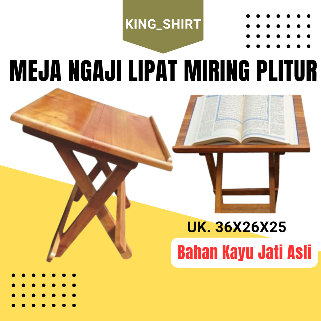 Jual Meja Lipat Ngaji Kayu Jati Asli Miring Meja Rehal Al Qur'an Plitur ...
