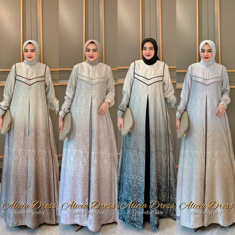 Jual ALICIA DRESS AMORE BY RUBY GAMIS SILK MOTIF BATIK MEWAH BUSUI ...