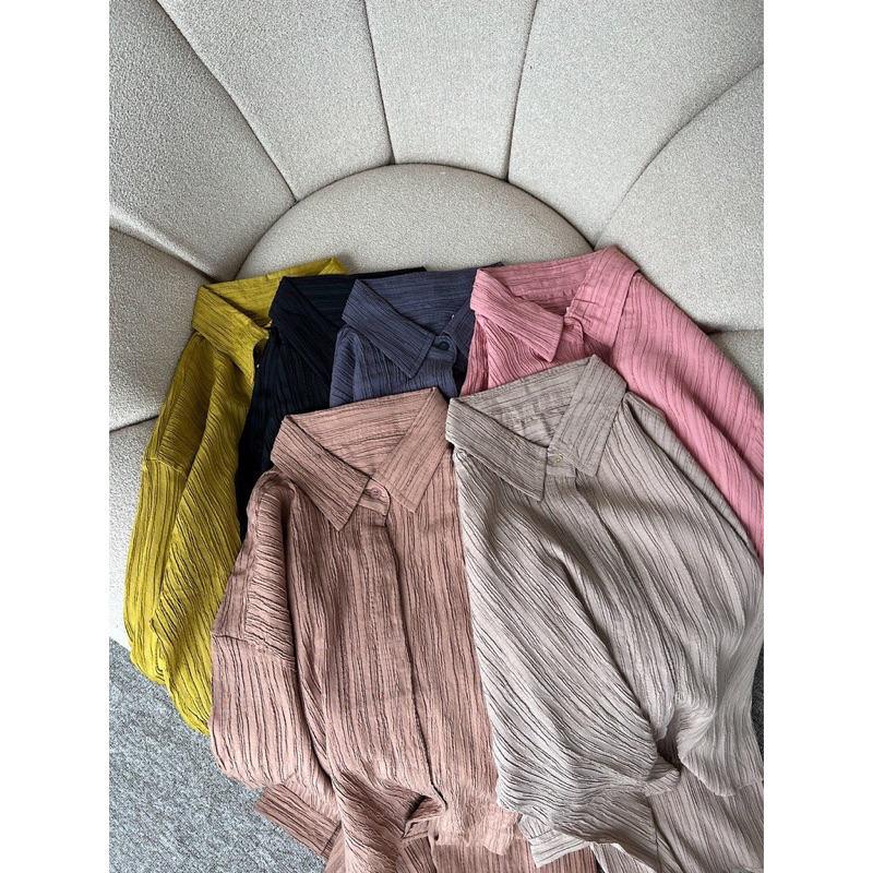 Jual Kemeja Wanita | Harri Shirt Basic Lady Crush Oversize | Shopee ...