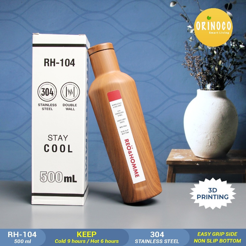 Jual Orinoco Botol Minum Termos Aesthetic Motif Kayu Tumbler Stainless