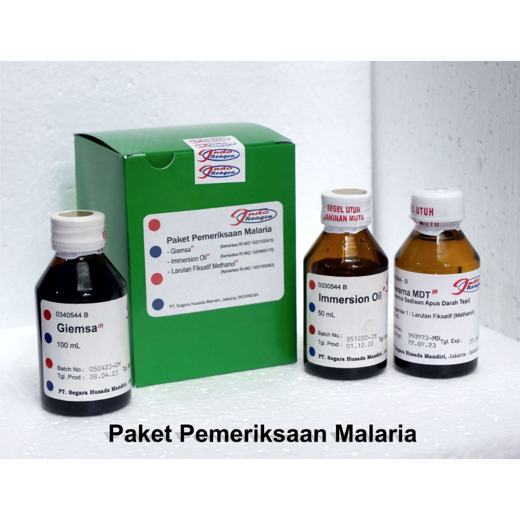 Jual INDOREAGEN PAKET PEMERIKSAAN MALARIA (Giemsa 100ml, immersion oil ...