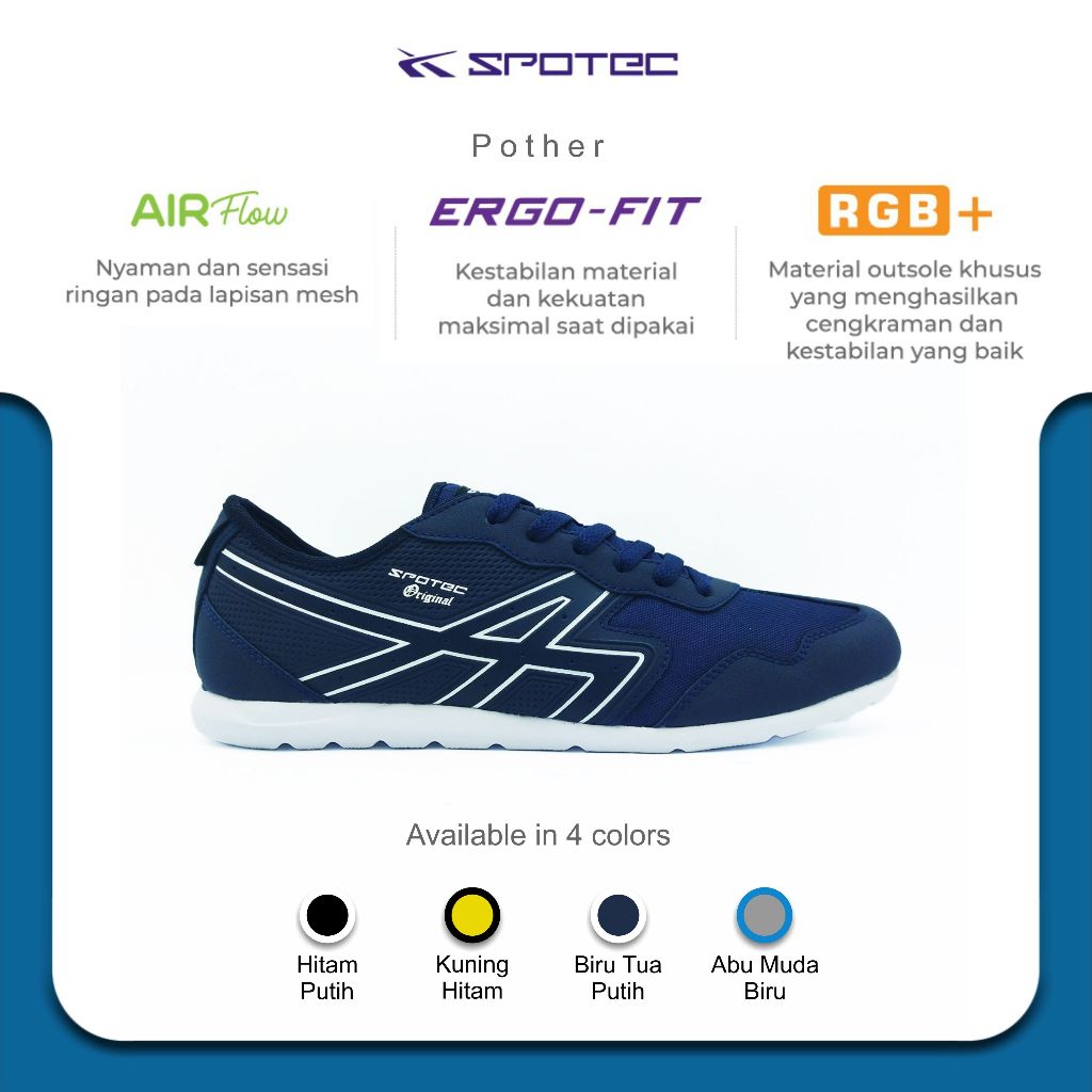 Jual SPOTEC Sepatu SNEAKER Artikel POTHER-Biru Tua/Putih | Shopee Indonesia