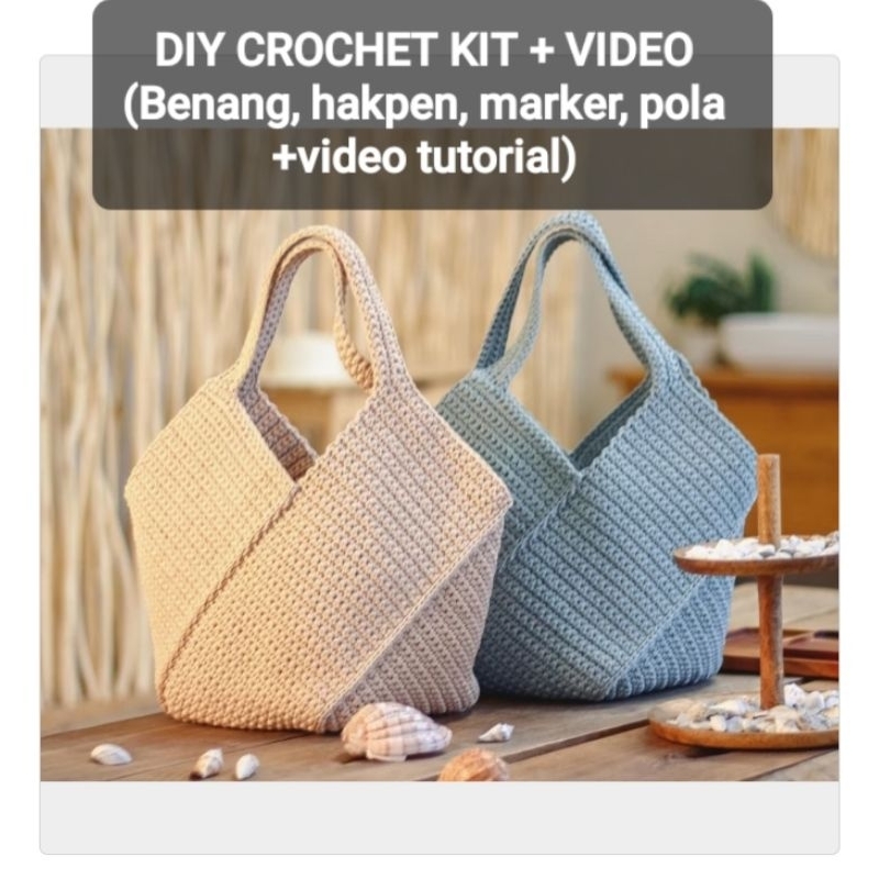 Jual DIY Crochet kit Tas elegan Paket merajut pemula simple with video ...