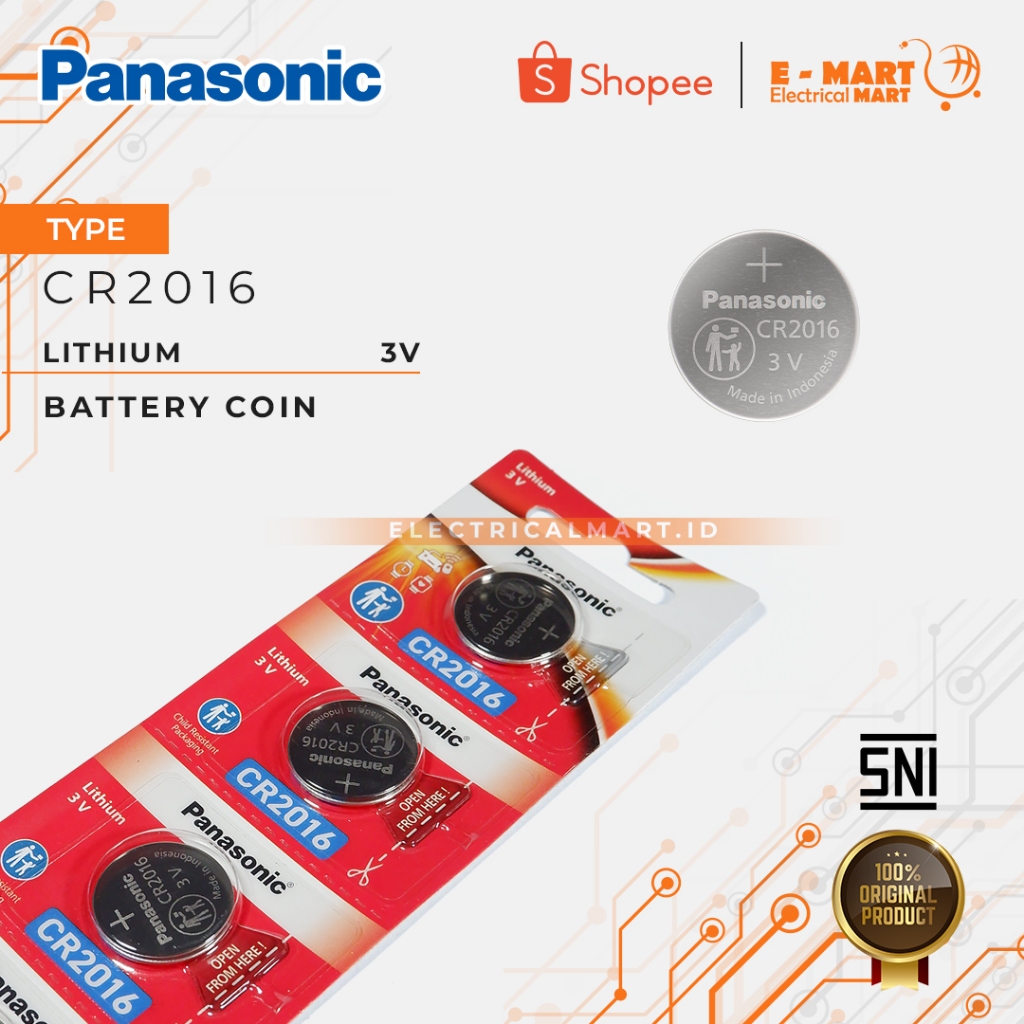 Jual Panasonic Battery Coin CR 2016 ORI SNI / Baterai Remote mobil ...