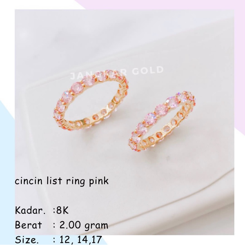 Jual CINCIN EMAS LIST RING MATA PINK 8K 2.00GR LISTRING CANTIK | Shopee ...