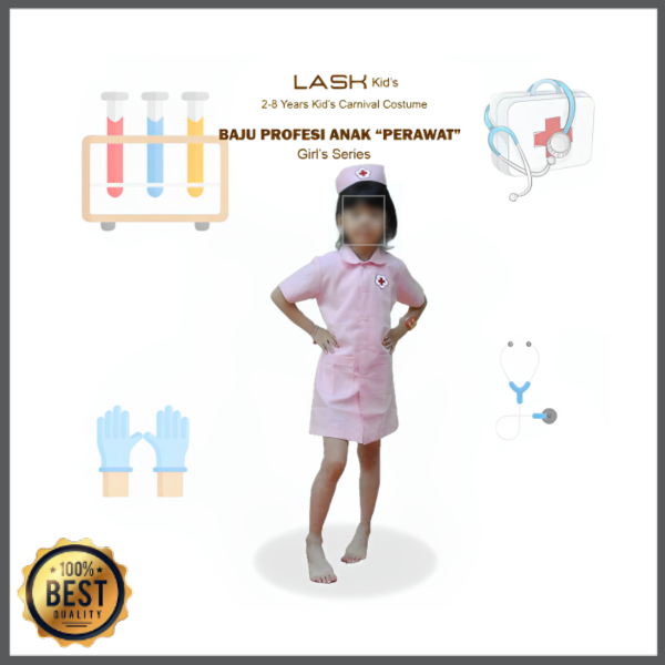 Jual Unik LASK - Baju Kostum PERAWAT PINK Anak Perempuan Custom Profesi ...