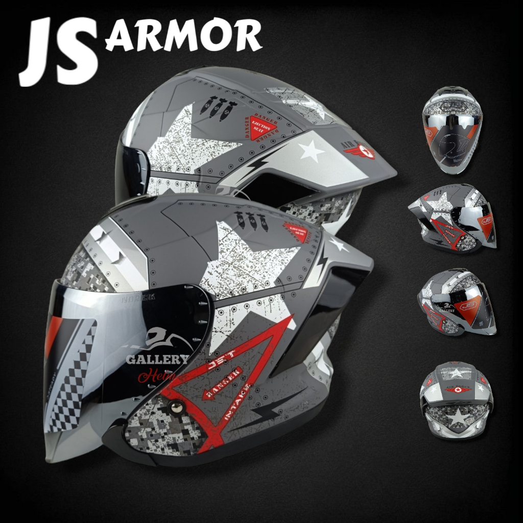 Jual JS ARMOR MOTIF / HELM HALF FACE SNI SINGLE VISOR | Shopee Indonesia