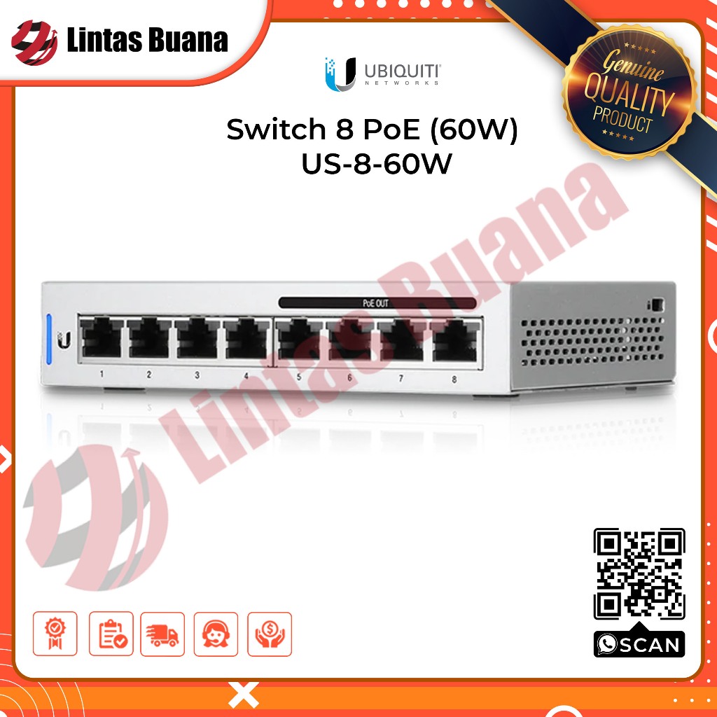 Jual Ubiquiti US-8-60W Unifi Switch 8 Port POE 60W | Shopee Indonesia
