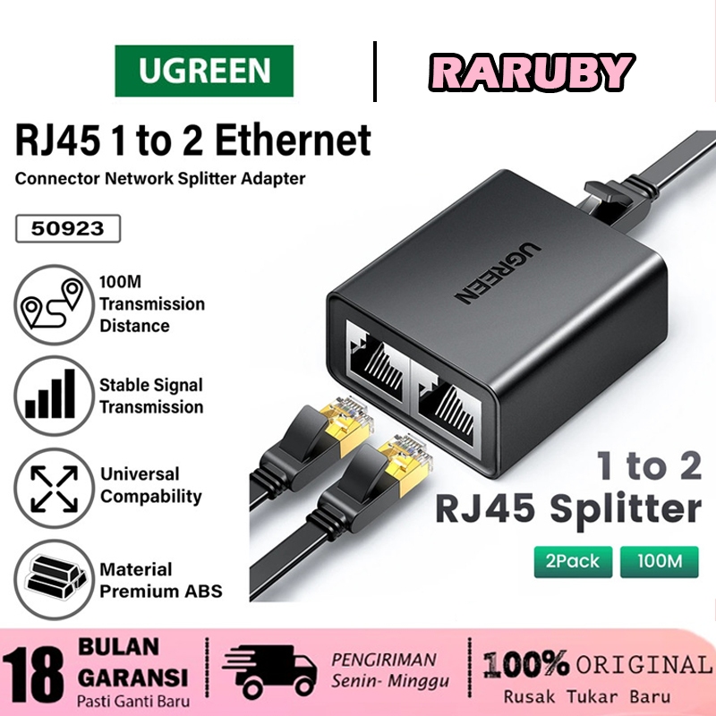 Jual UGREEN 2PC Adapter LAN 1 To 2 Ethernet 100M Network Splitter RJ45 ...