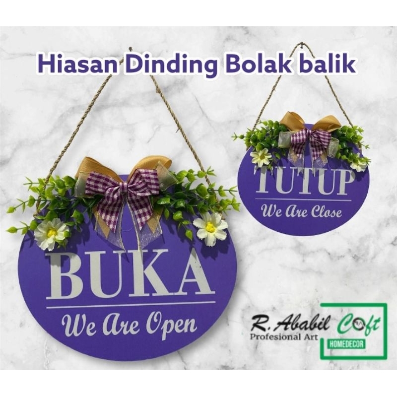 Jual Hiasan toko Plakat toko Open close (Depan belakang) bolak balik 2 ...