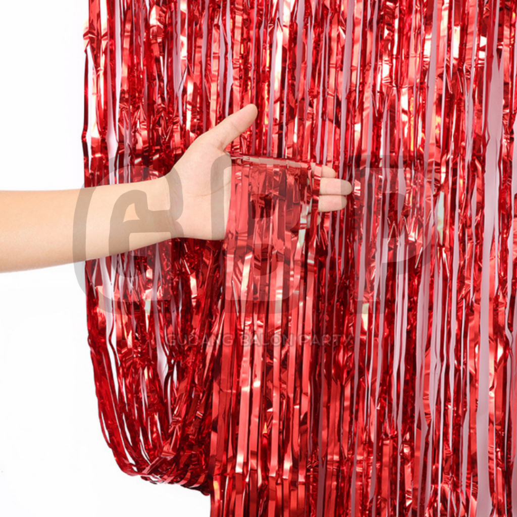 Jual Tirai Foil Ulang Tahun Rumbai Backdrop Banner 1 2m