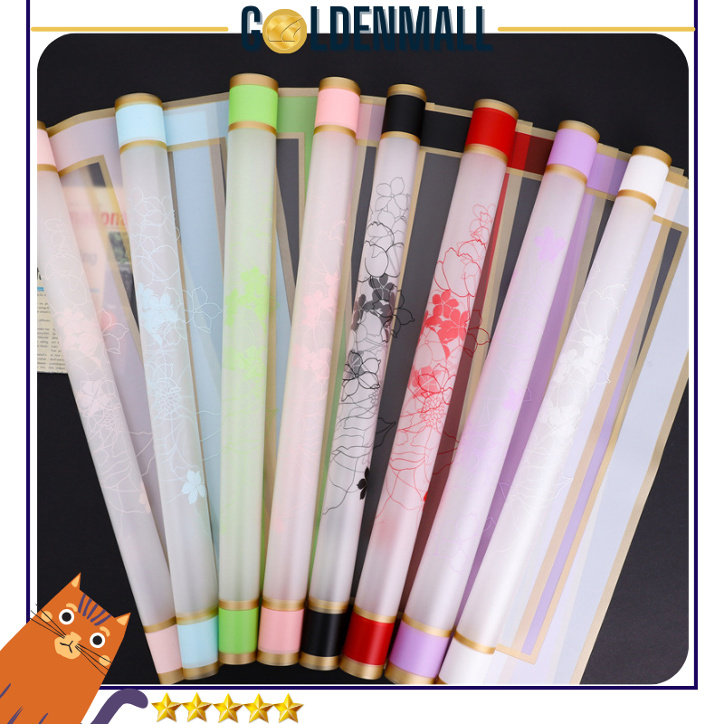 Jual 20 LEMBAR Kertas Bunga List Gold Flower Wrapping Cellophane Paper ...