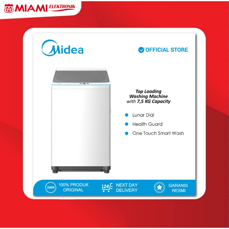 Jual Midea Top Load Washing Machine 7.5kg - MA100W75 - One Touch Smart ...