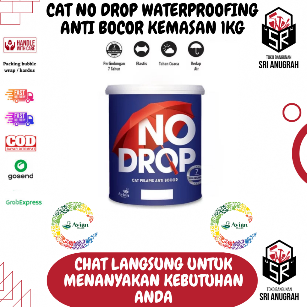 Jual No Drop Cat Dinding Pelapis Anti Bocor WaterProof 1KG AVIAN BRANDS | Shopee Indonesia