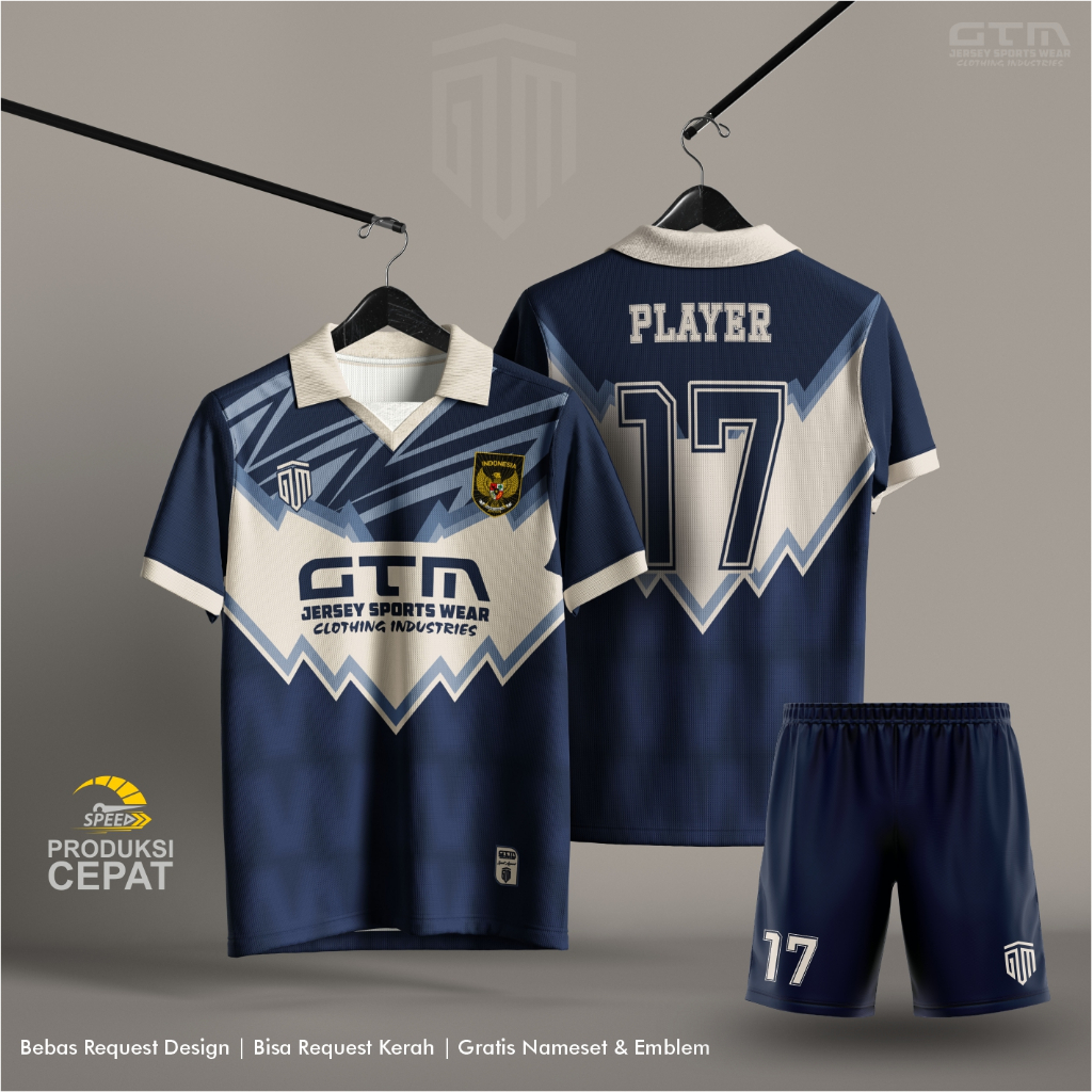 Jual JERSEY BOLA FUTSAL BIRU DENIM KERAH RETRO ~ FREE CUSTOM DESIGN ...