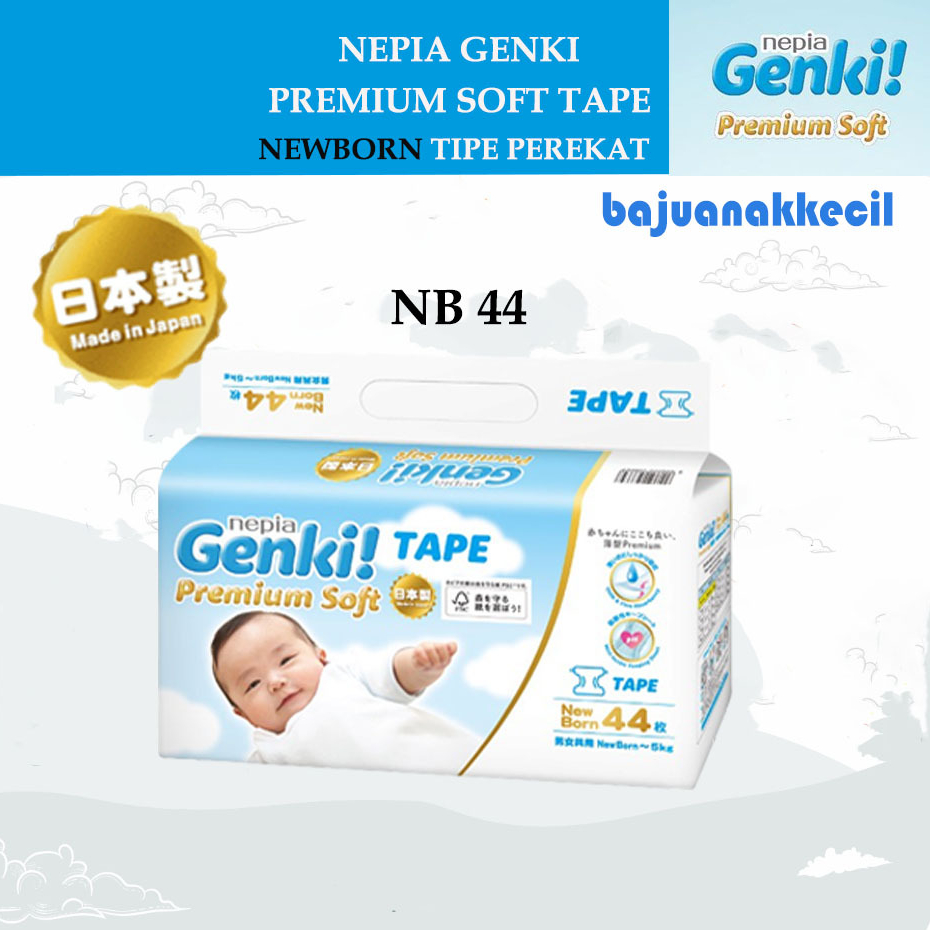 Jual Nepia GENKI Newborn 44 Premium Soft Tape | NB 44 | Shopee Indonesia