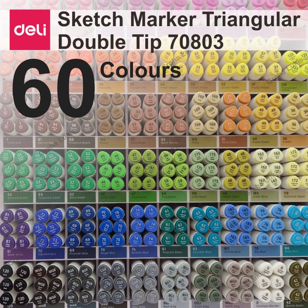 Jual Deli Sketch Marker Triangular Doule Tib Alcohol Based Ink 70803 ...