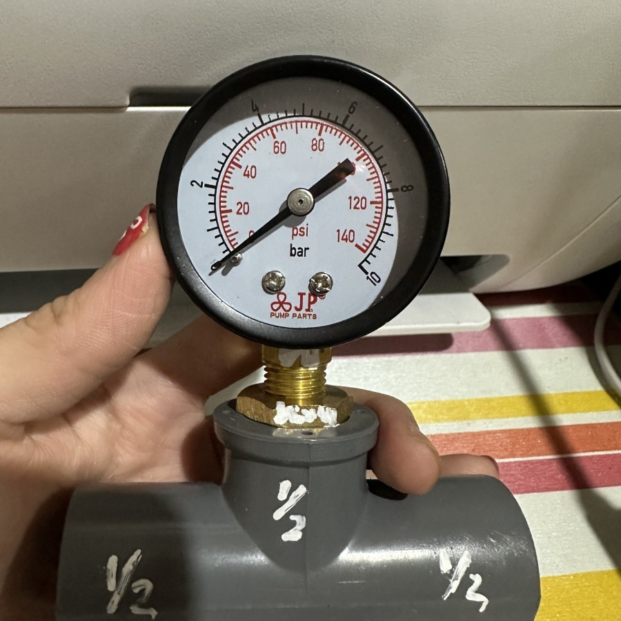 Jual 1/2" Test Tekanan Pompa Air Manometer 10 BAR dengan TEE manometer ...