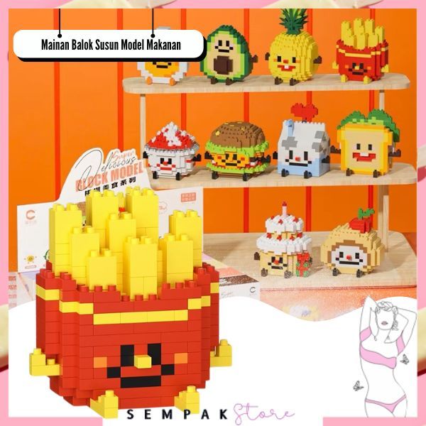 Jual SS DIY Mainan Nano Blocks Brick Susun Model Makanan Block Mini ...