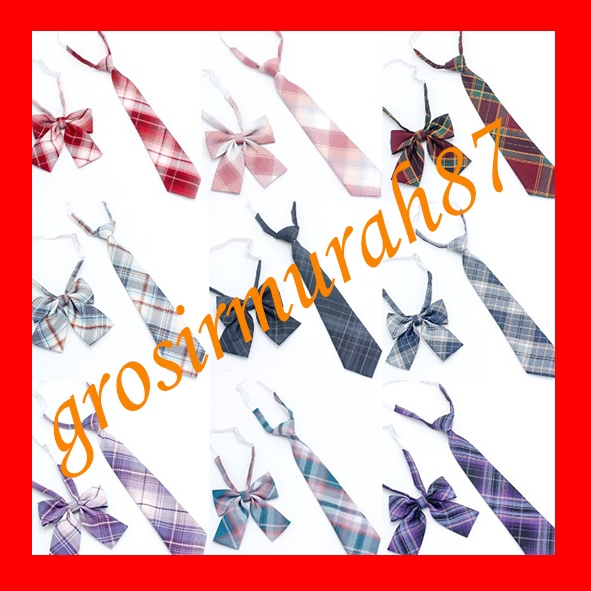 Jual Dasi jk panjang dan kupu couple premium motif kotak seifuku uniforn japan korea style ready ...