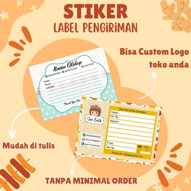 Jual Stiker Label Resi Pengiriman Custom-Stiker label pengiriman Logo ...