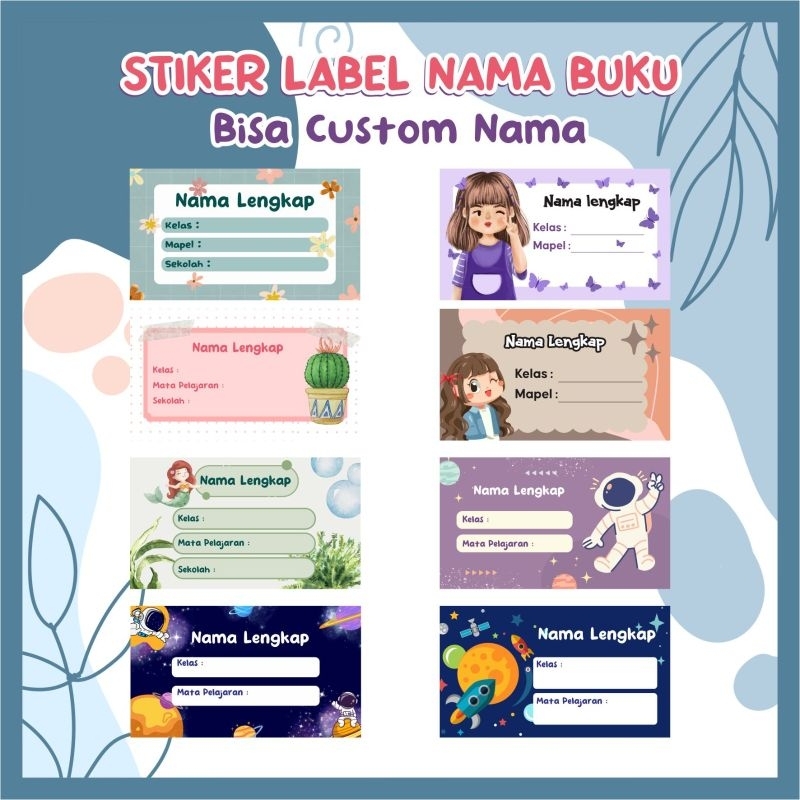 Jual 40 PCS STIKER NAMA BUKU / STIKER CUSTOM NAMA BUKU SEKOLAH ANAK ...