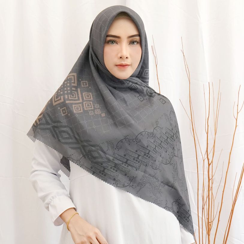 Jual KENES SCARF - [Syari KS4 Abu Mix Gold 130x130] Hijab Kerudung Segiempat Voal Spesial ...