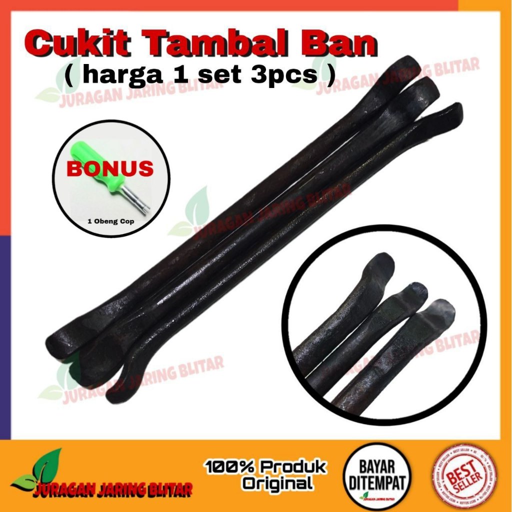 Jual Cukit ban motor besi 12mm 3pcs dan BONUS OBENG COP | Shopee Indonesia