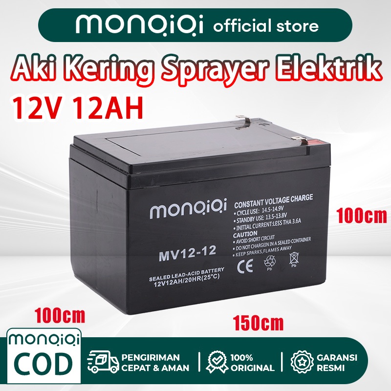 Jual Monqiqi Aki Kering Motor Aki Kering Mobil Aki Kering Sprayer Elektrik 12V 12AH + 1Charger ...