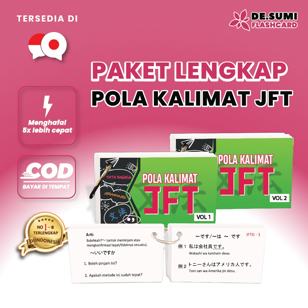 Jual Flashcard Pola Kalimat JFT Menghafal Cepat Bahasa Jepang | Shopee Indonesia