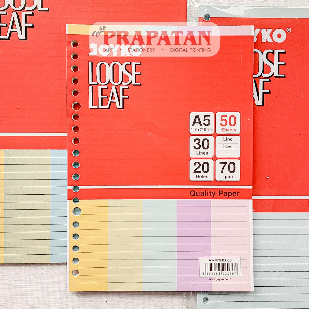 Jual Joyko Loose Leaf WARNA 50 Lembar A5/B5 | Isi Kertas File Binder | Shopee Indonesia