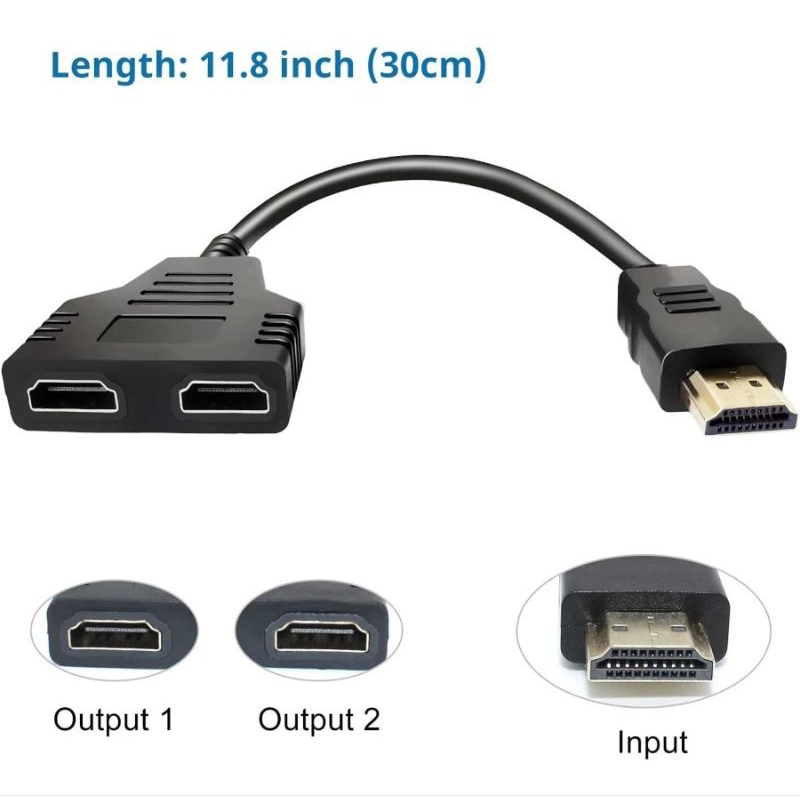Jual KABEL HDMI SPLITTER 2PORT 30cm 1 KE 2 SPLIT HDMI | Shopee Indonesia